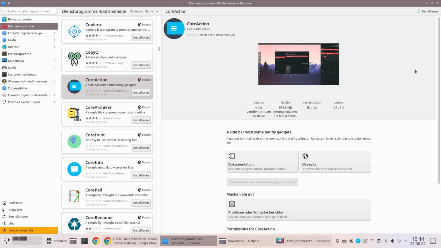 CoreAction – Sidebar für Linux – Linux-Bibel