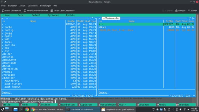 Midnight Commander (mc) – Dateimanager auf dem Terminal unter Linux ...