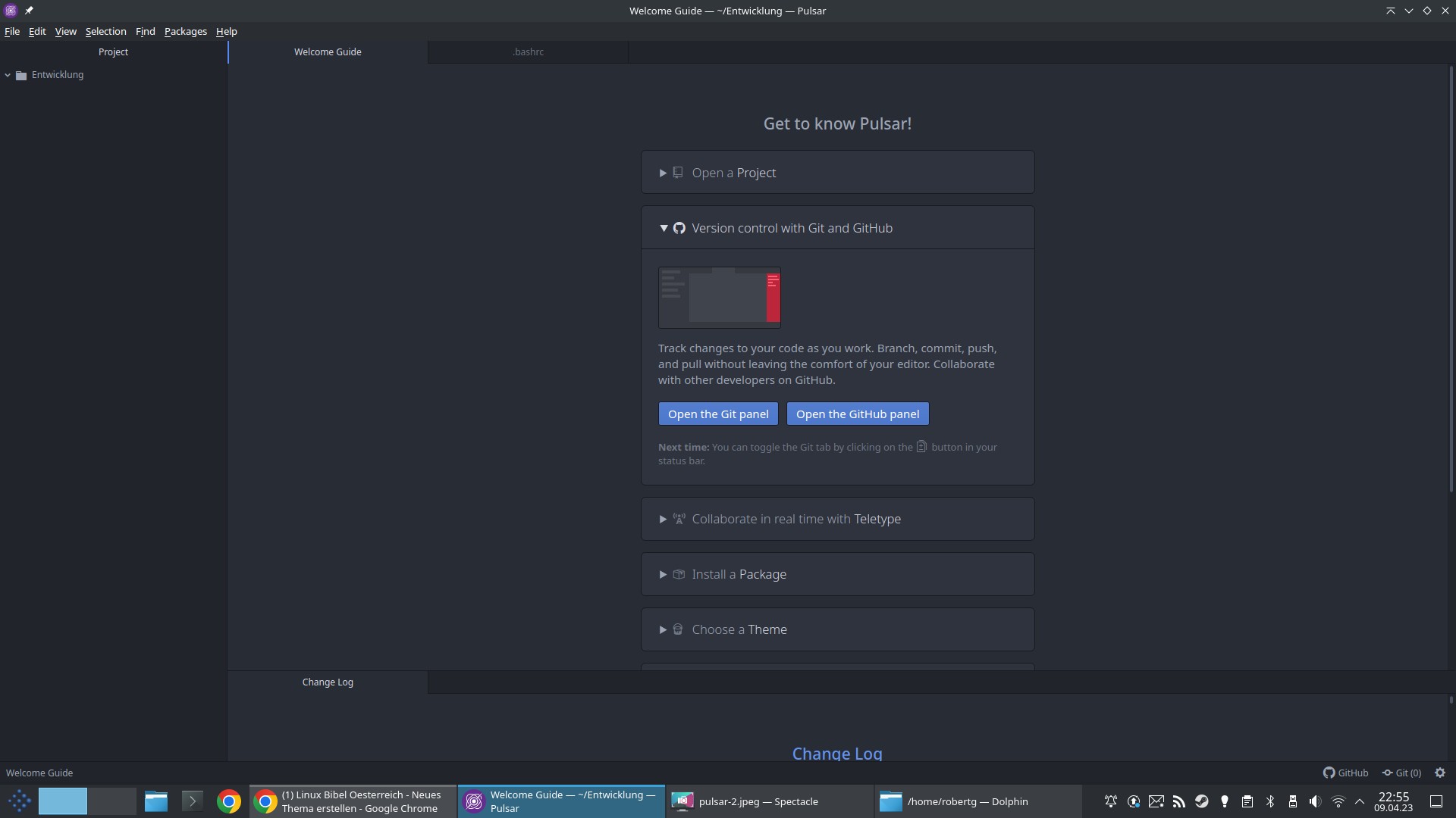 Pulsar – Quellcode-Editor mit GitHub-Anbindung unter Linux – Linux-Bibel
